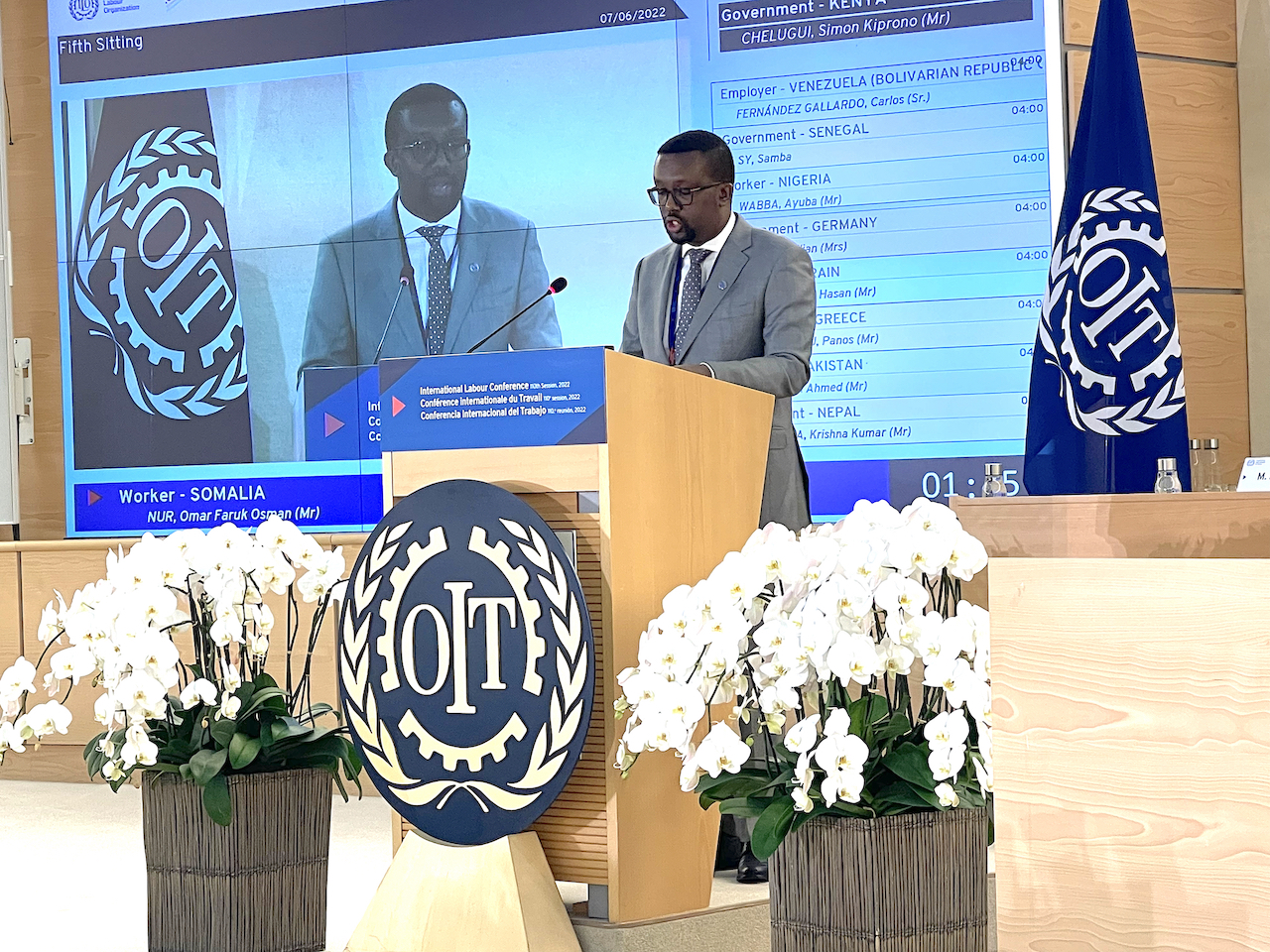 Speech by Somalia’s Workers’ Delegate, Mr Omar Faruk Osman Nur ...